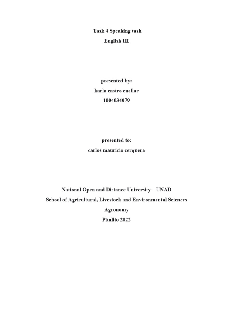 Task 4 Speaking Task - Karla Castro | Download Free PDF | Water | Natural Environment