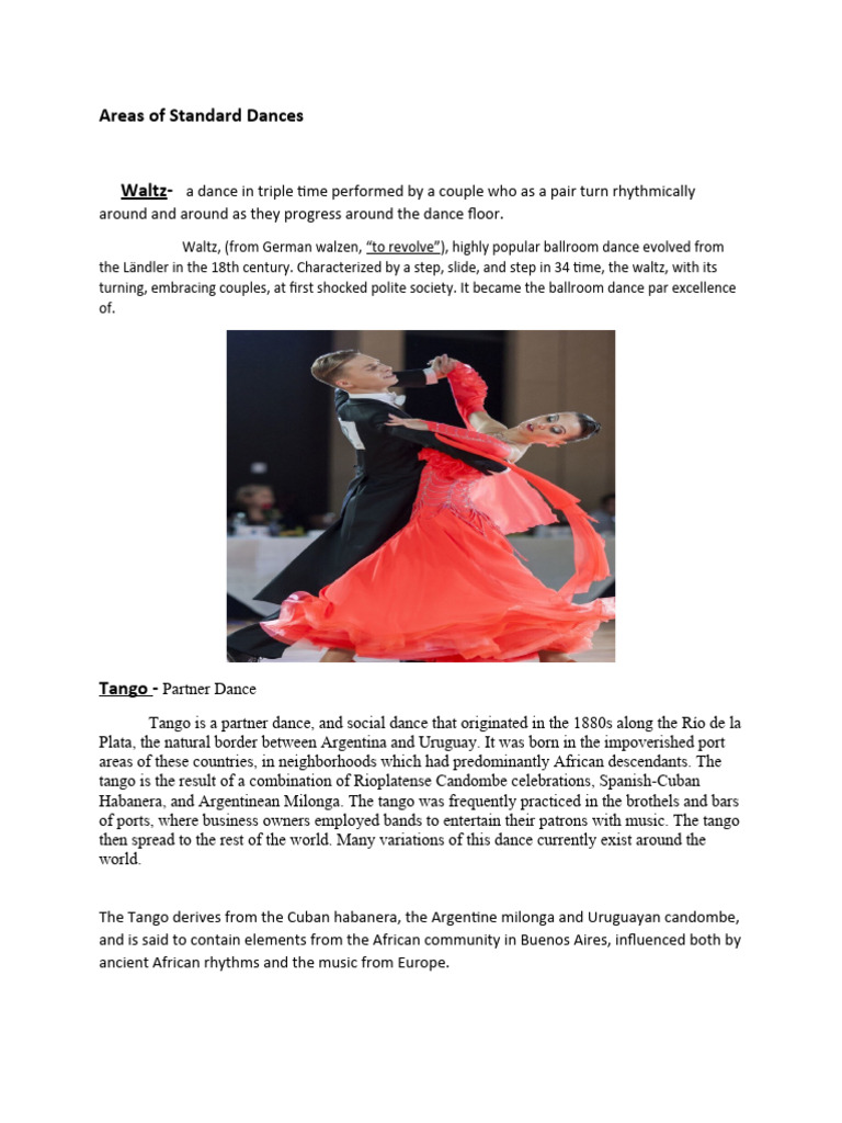 Origins of Standard Dance Forms | PDF | Tango | Ballroom Dance