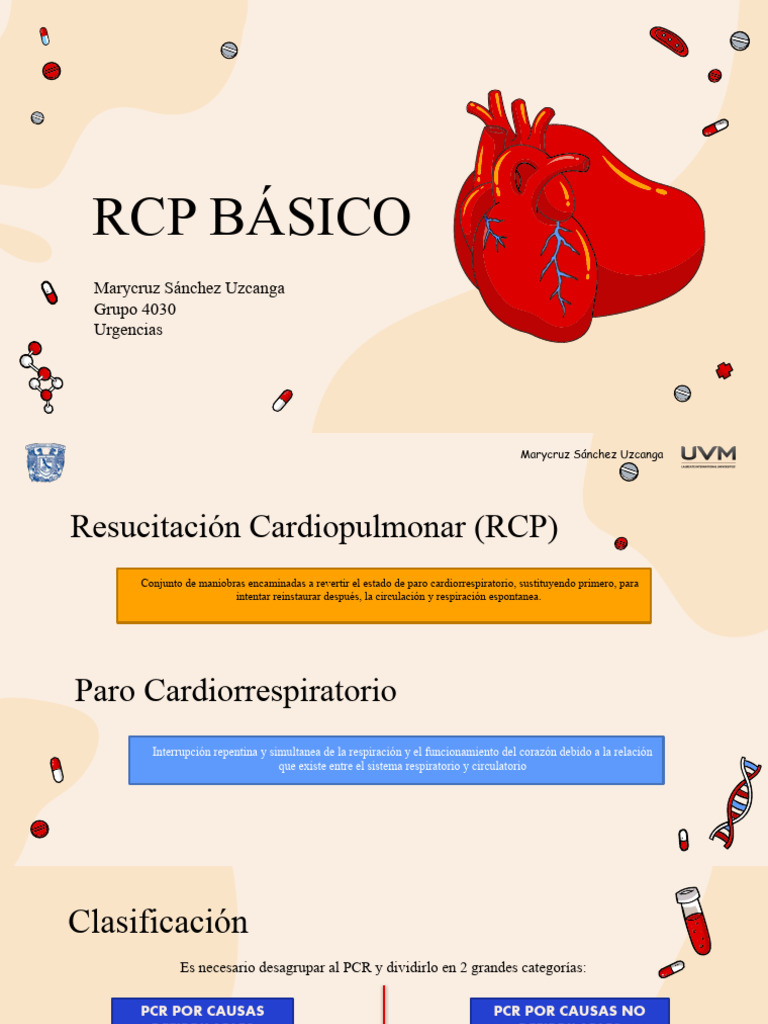 RCP BASICO URGENCIAS | PDF | Reanimación cardiopulmonar | Paro cardíaco
