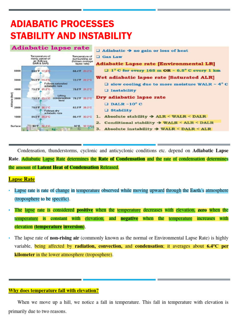 Adiabatic Processes and Stability and Instability | PDF | Troposphere | Atmosphere Of Earth