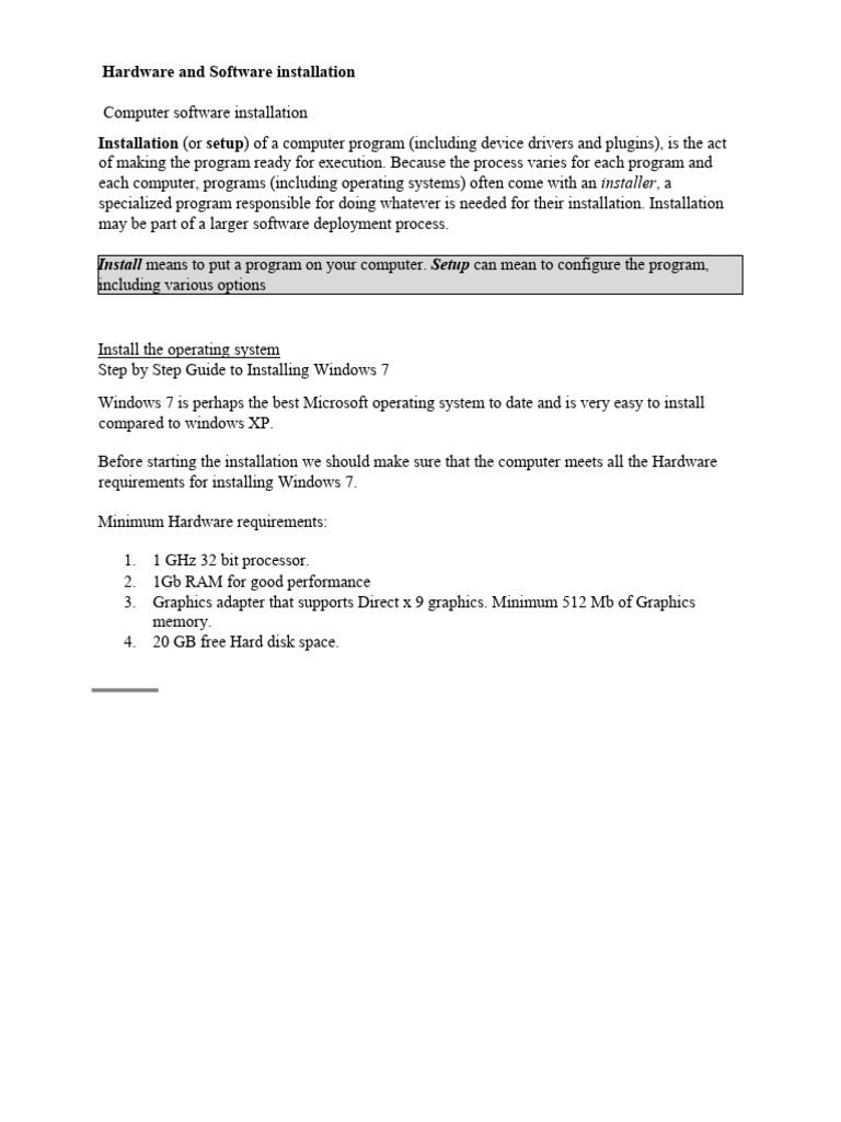 Hardware and Software Installation | PDF | Installation (Computer ...