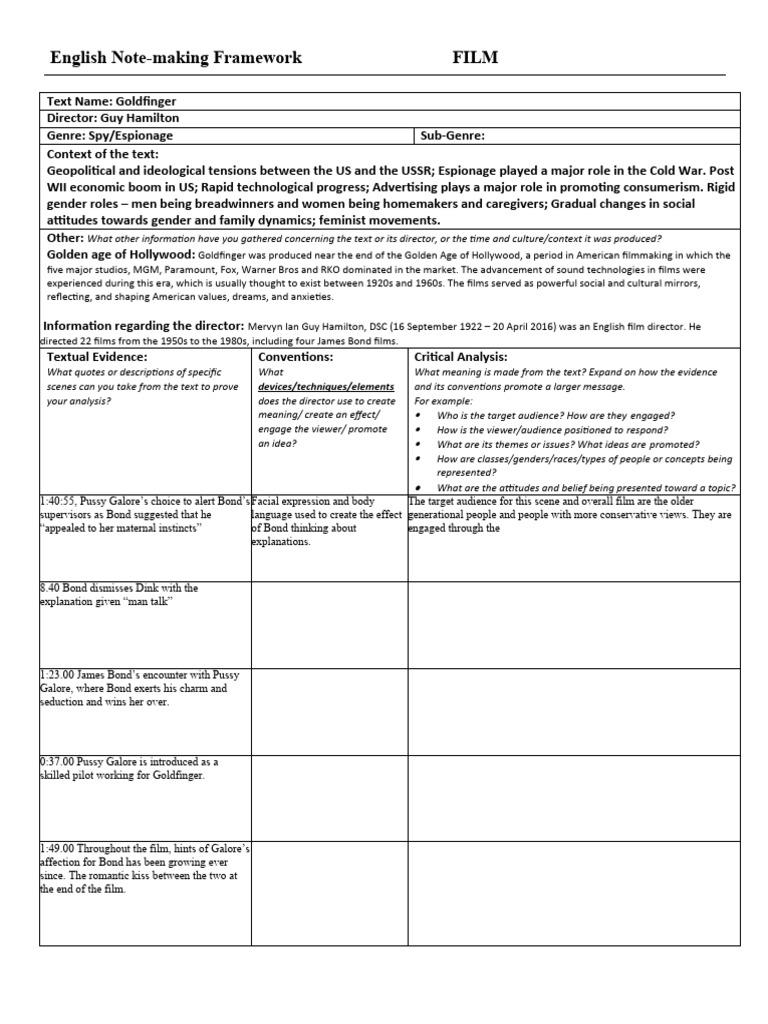 Notemaking Framework - Film | PDF | Cinema Of The United States
