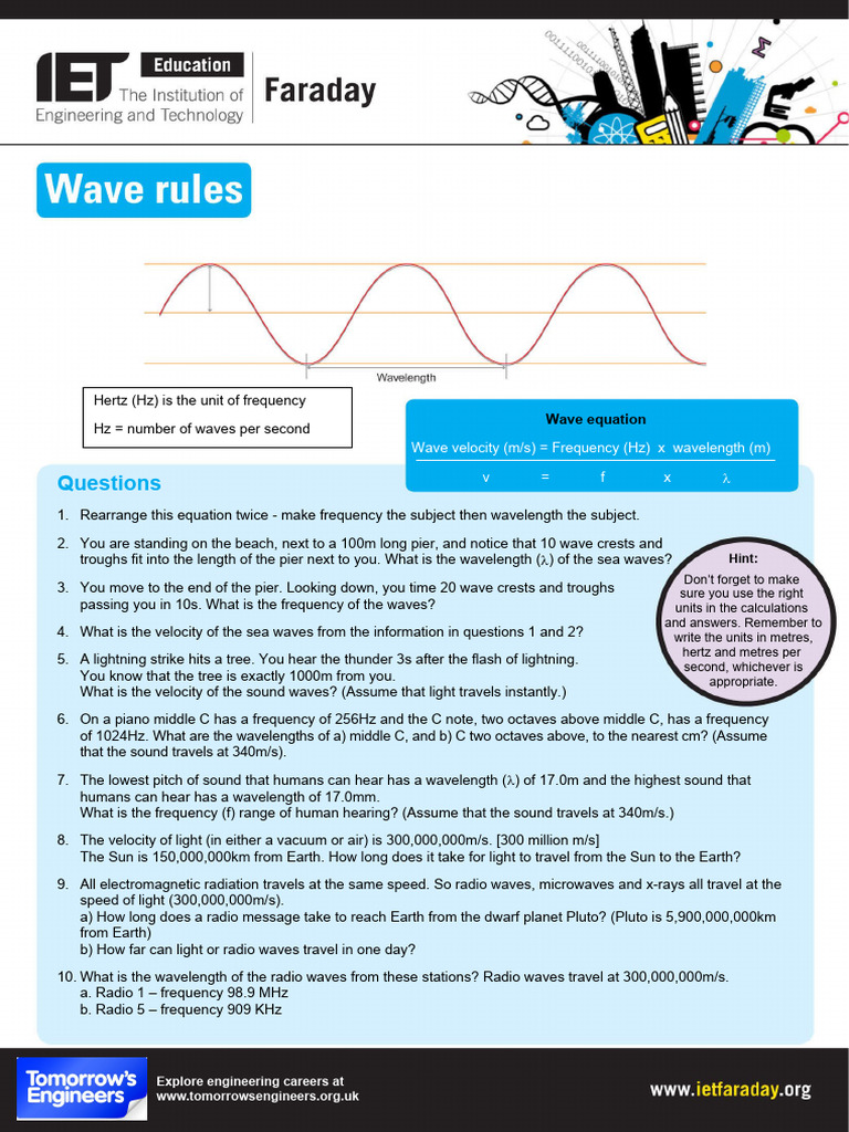 2 1a Wave rules handout PDF Frequency Waves