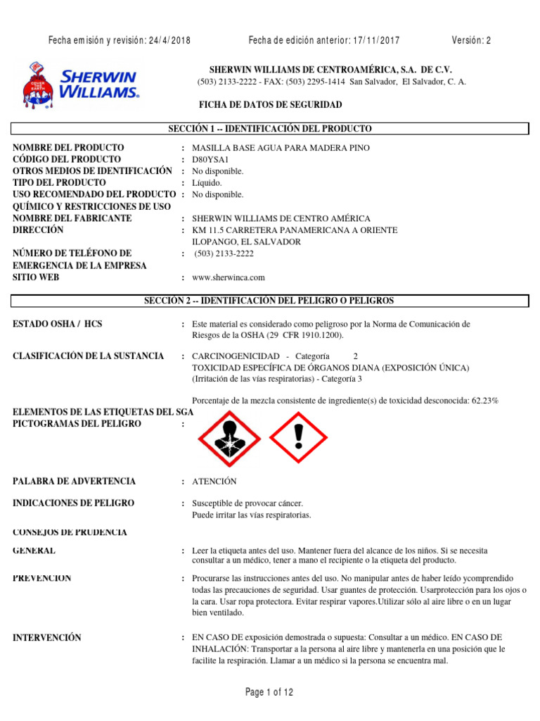 Ficha de Seguridad: Líquido CFR 503 | PDF | Residuos | Agua