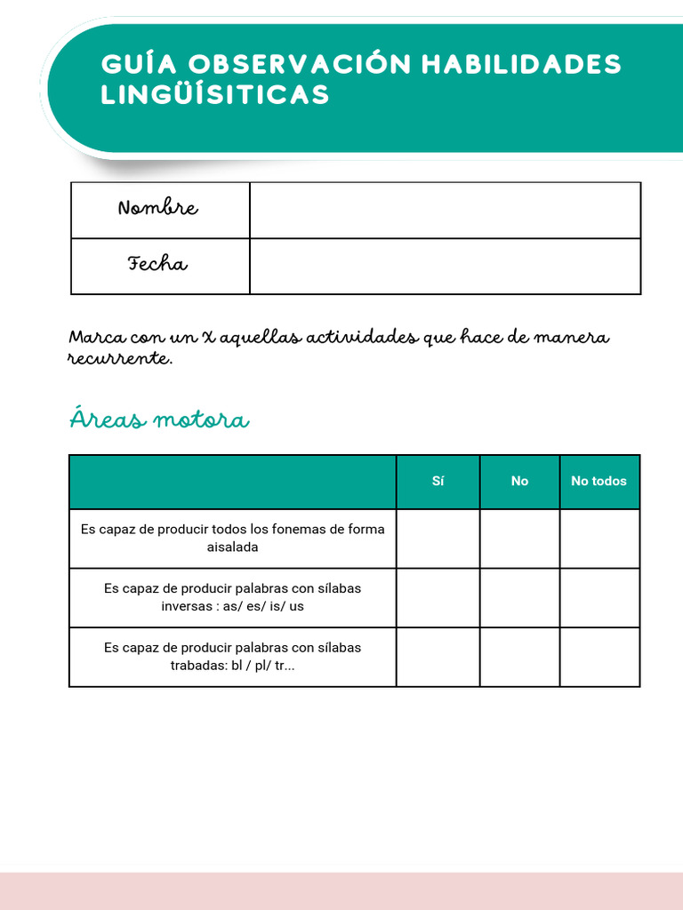 Guía de Observación de Habilidades Lingüísticas | PDF