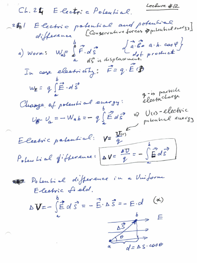 Electric Potential (NOTES) | PDF