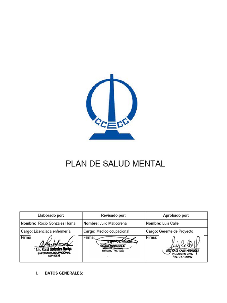 Ccecc - Sig.mo.p-002 Plan de Salud Mental | PDF | Depresión (estado de ...