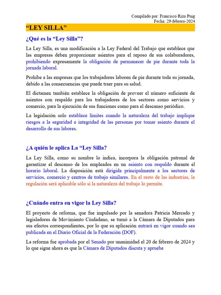 Ley Silla-Resumen | PDF | Gobierno