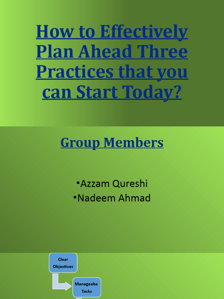 How To Effectively Plan Ahead Three Practices That You Can Start Today ...