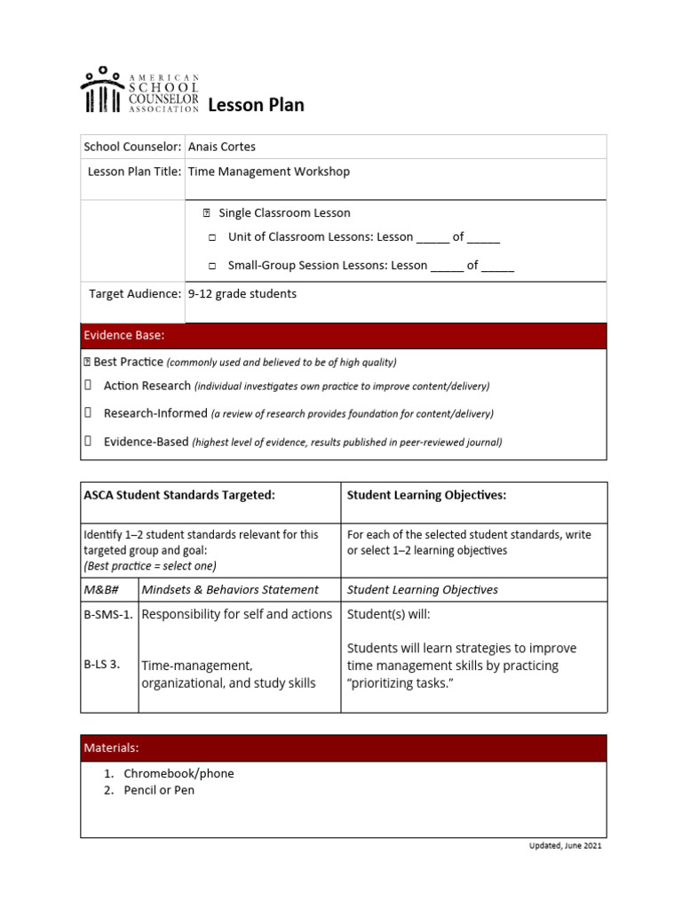 Time Management for Teens | PDF | Lesson Plan | Time Management