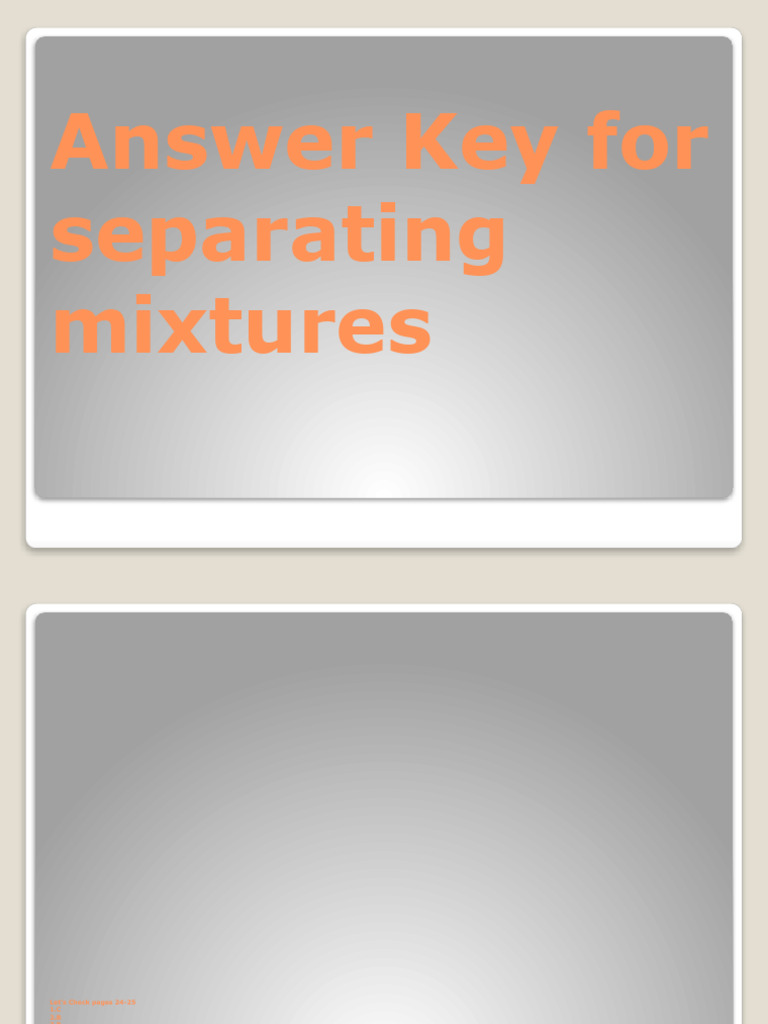 Answer Key For Separating Mixtures | PDF