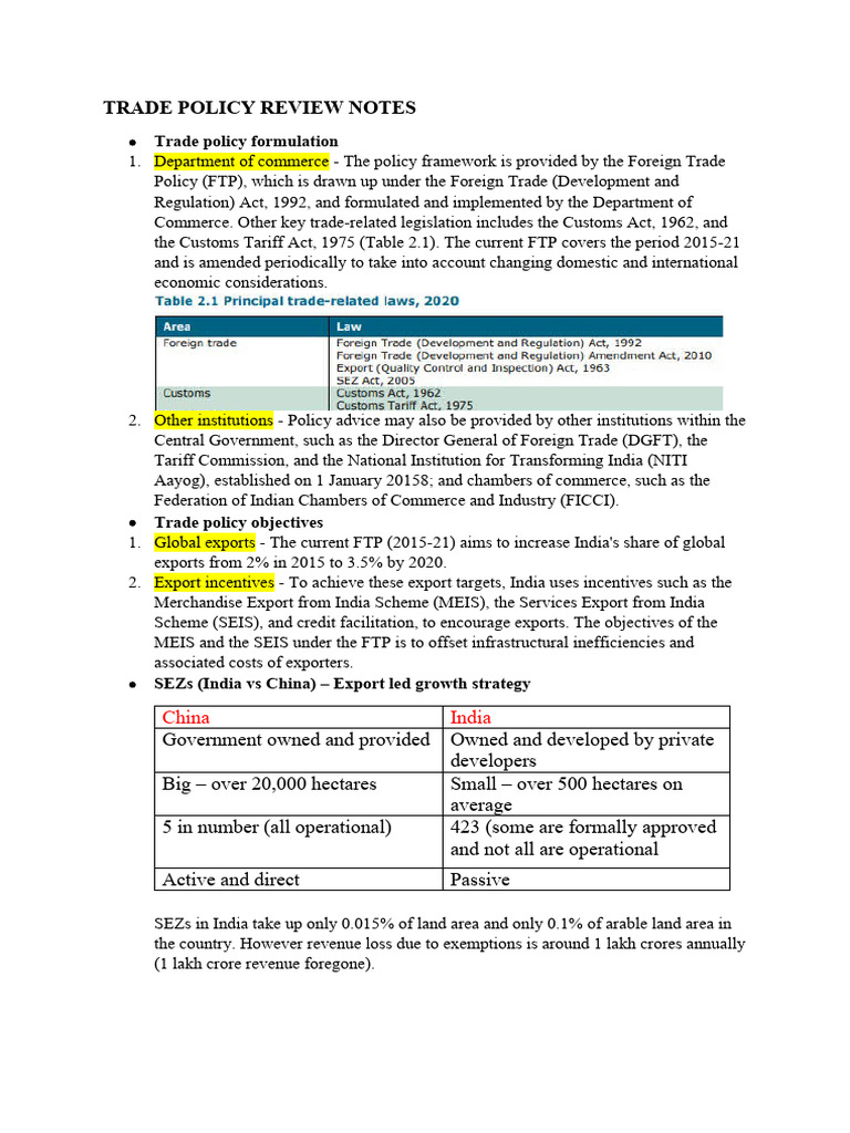 Unit 1 Trade Policy Review | PDF | Most Favoured Nation | Exports