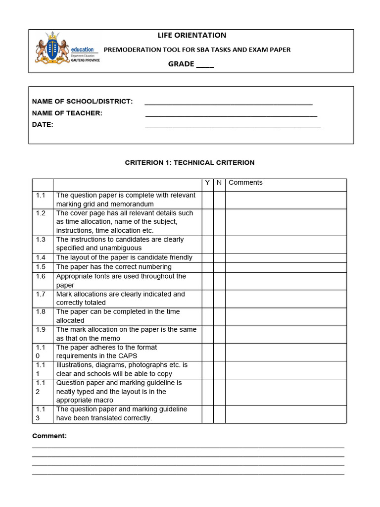 3. SBA Pre Moderation Tool (1) | PDF | Educational Assessment | Page Layout