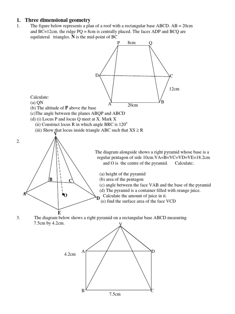 Three Dimensional Geometry Q | PDF | Longitude | Euclidean Geometry