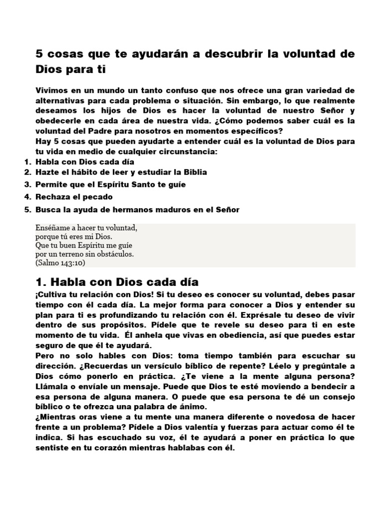cosas que te ayudarán a descubrir la voluntad de Dios para t1 | PDF | Pecado | Cristo (título)