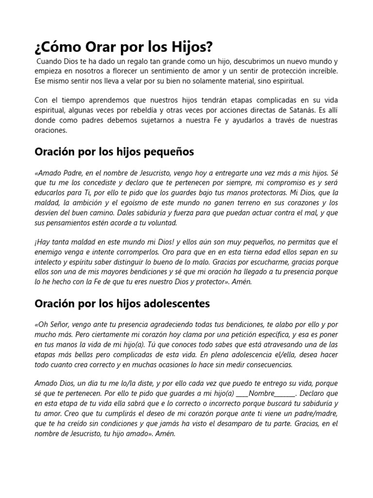 Cómo Orar Por Los Hijos | PDF | Oración | Amor