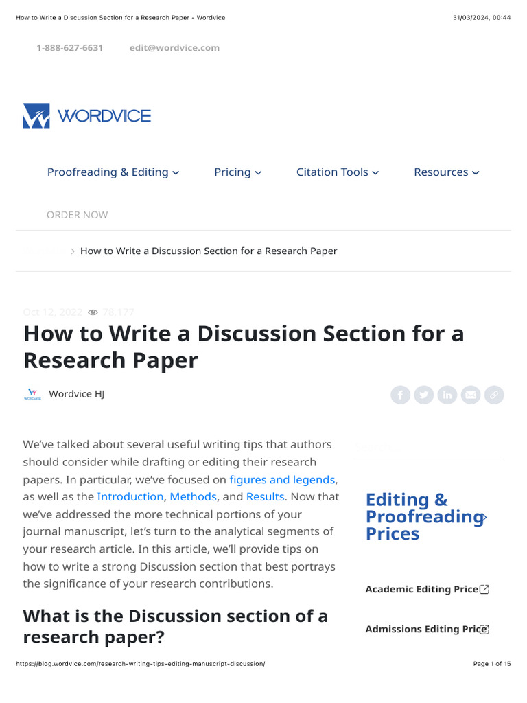 How to Write a Discussion Section for a Research Paper - Wordvice | PDF ...