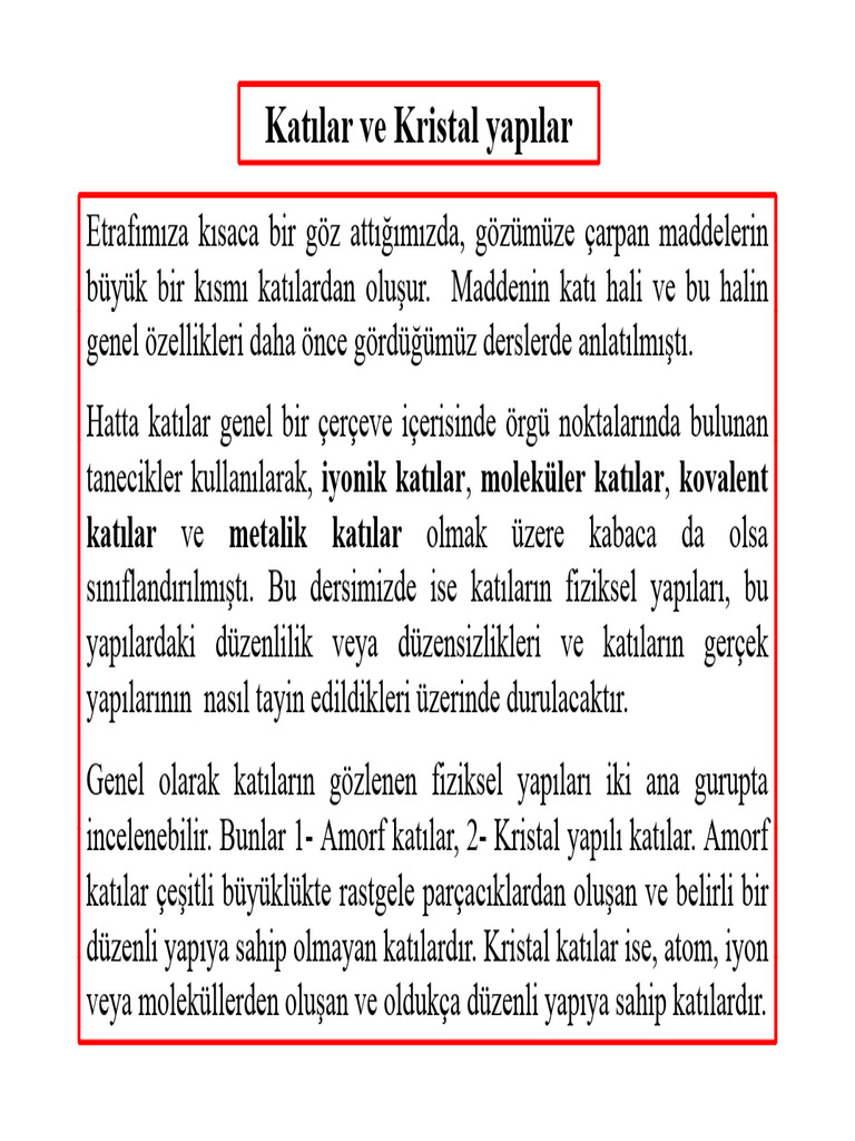 Katılar Ve Kristal Yapılar | PDF