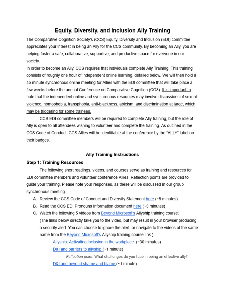 CCS Ally Training Document | PDF