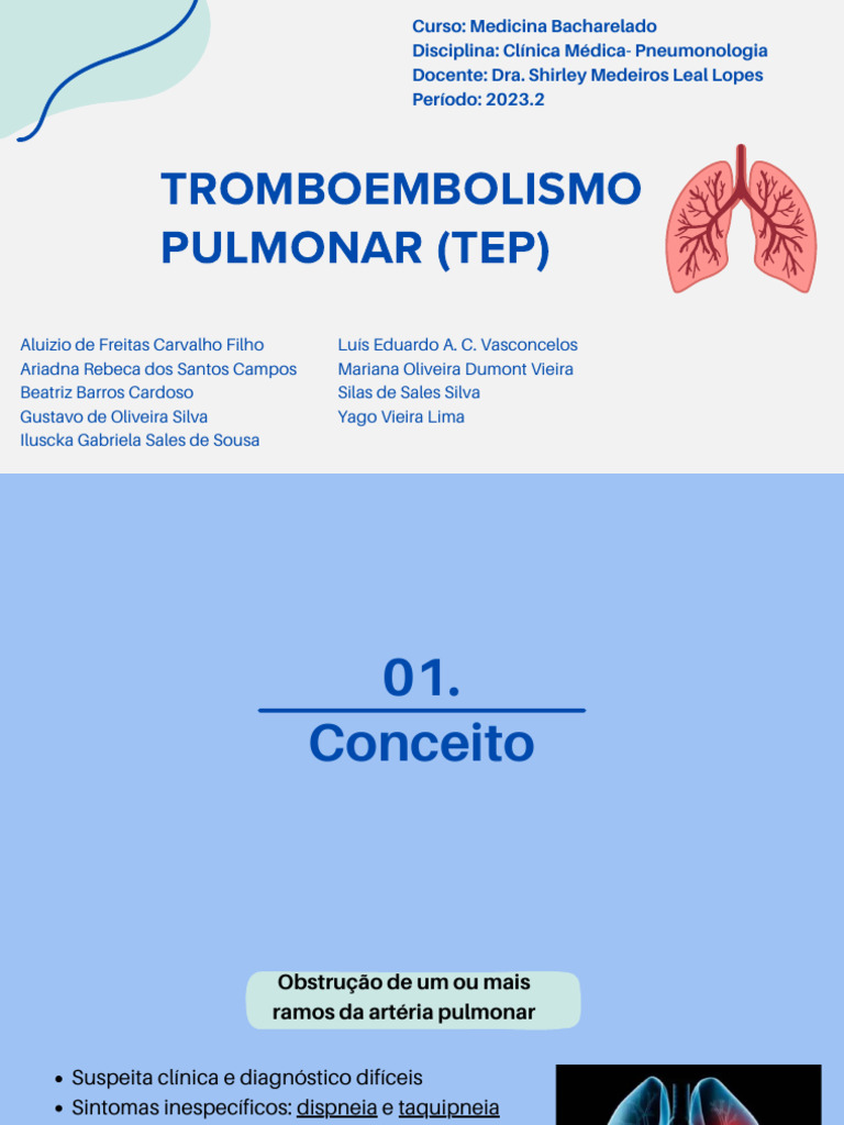 Tromboembolismo Pulmonar (Tep) | PDF | Sistema cardiovascular | Doenças ...