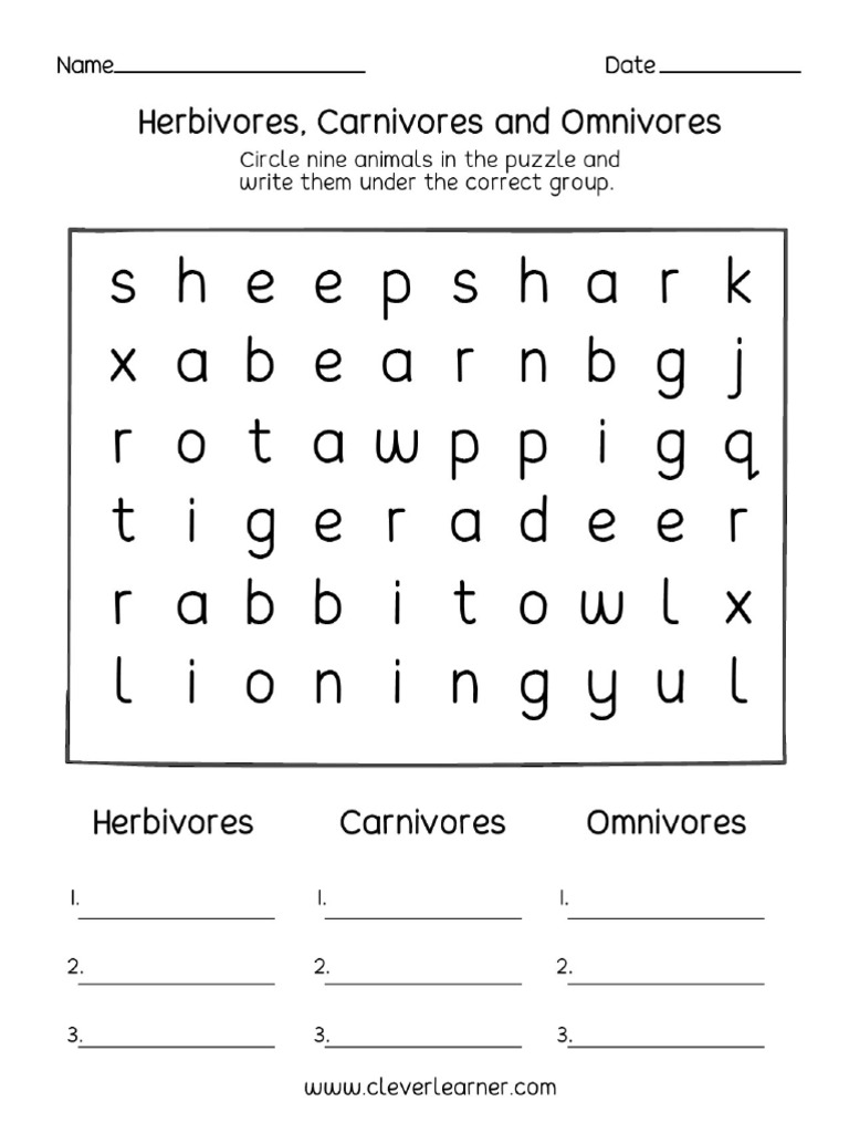 Herbivores Carnivores Omnivores 04 Preschool Activity | PDF