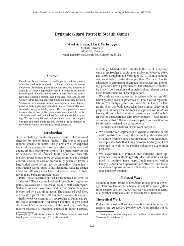 Dynamic Guard Patrol in Stealth Games | PDF | Artificial Intelligence ...