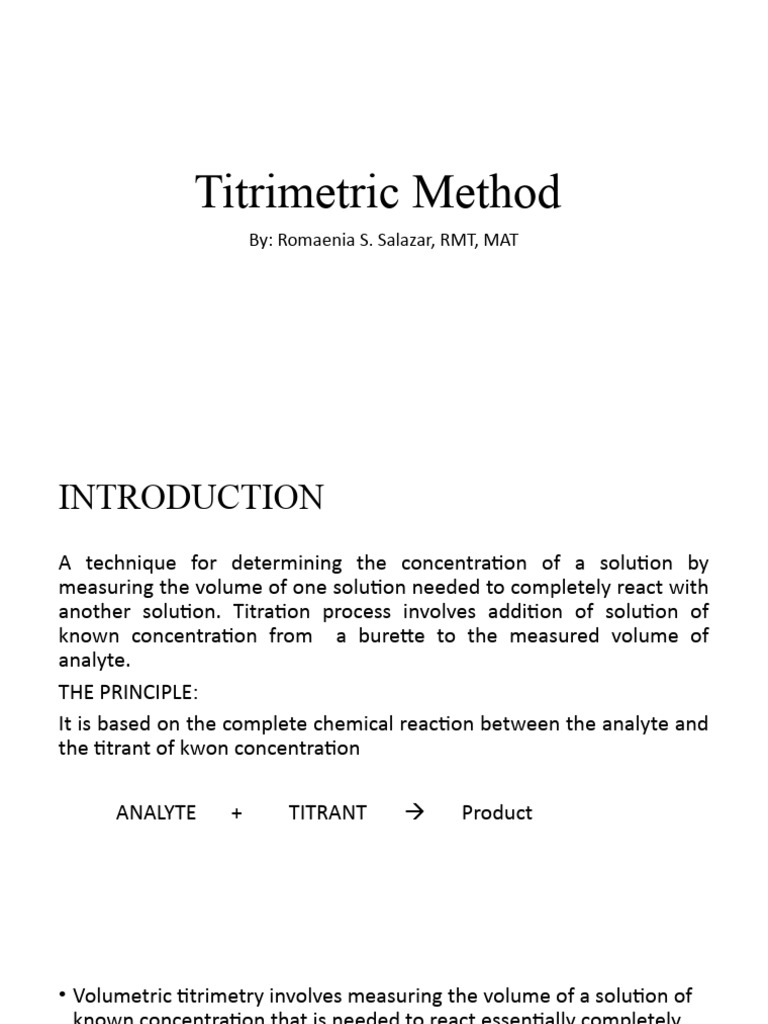 Titrimetric Analysis Techniques Explained | PDF | Titration | Chemistry