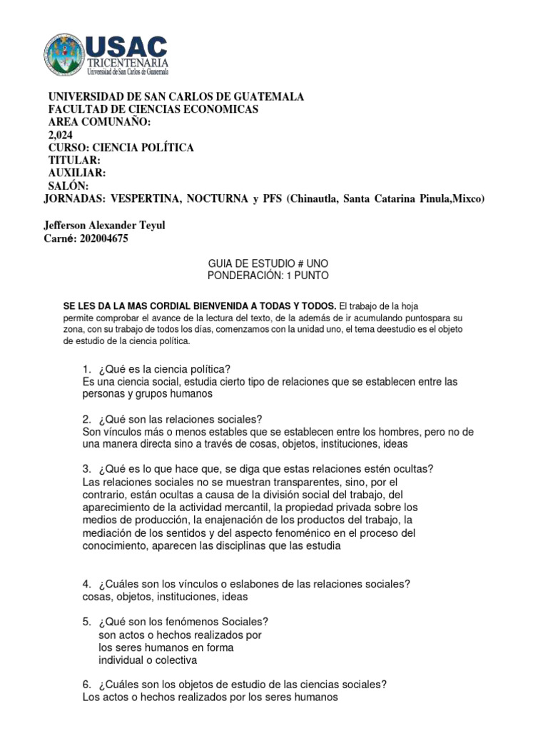 Guia 1 CP 2024 | PDF | Estado (política) | Ciencias Políticas