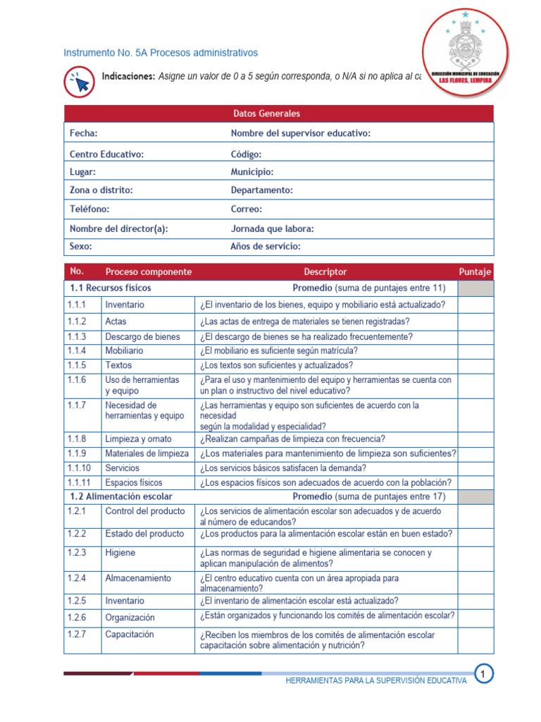 Instrumentos de Supervisión Dmu1310 _ 5A, 5B, 5C, 5D, 5E | PDF ...