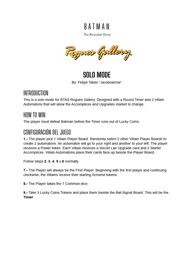 BTAS Rogues Gallery - SoloMode English | PDF | Gaming