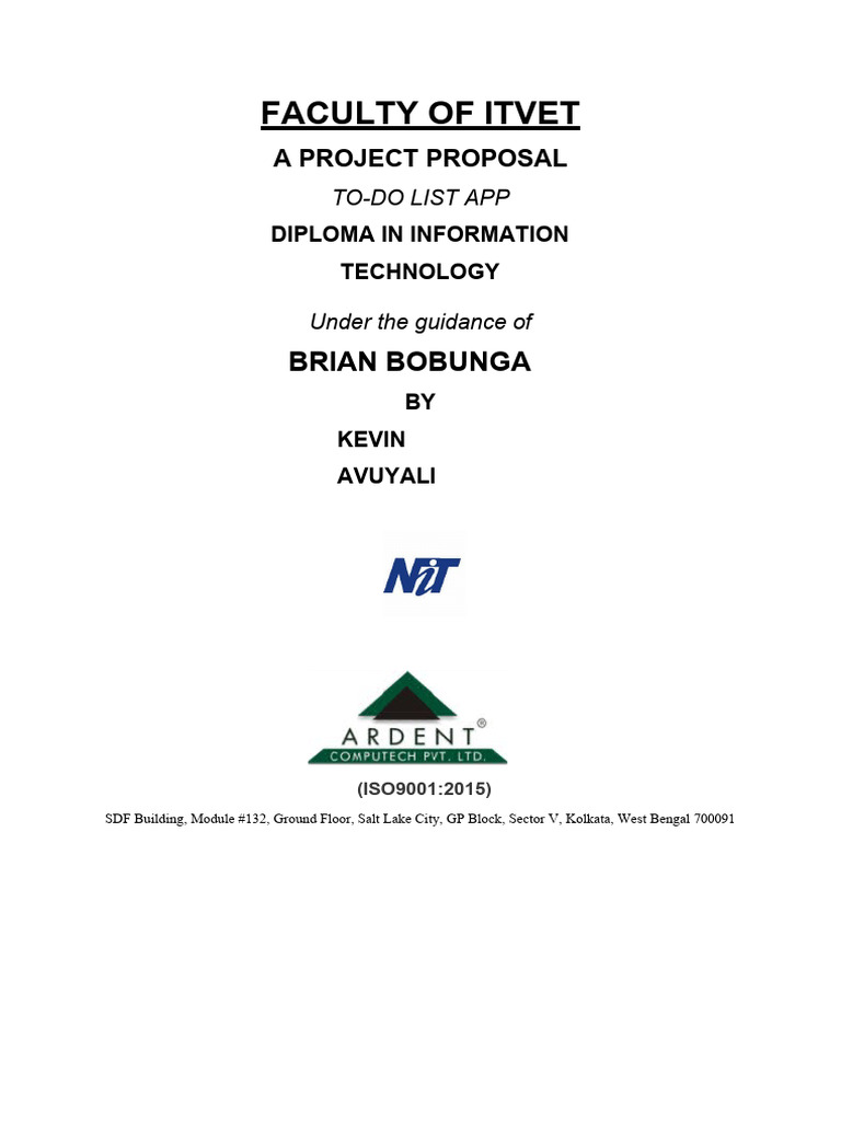 Subid Biswas To Do List App Project Documentation Android App Development Under Ardent | PDF ...