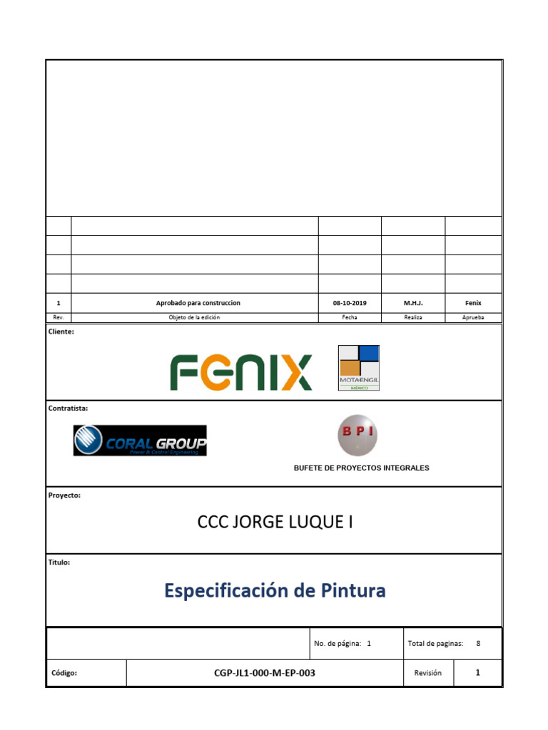 Especificación de Pintura: CCC Jorge Luque I | PDF | Pintar | Acero