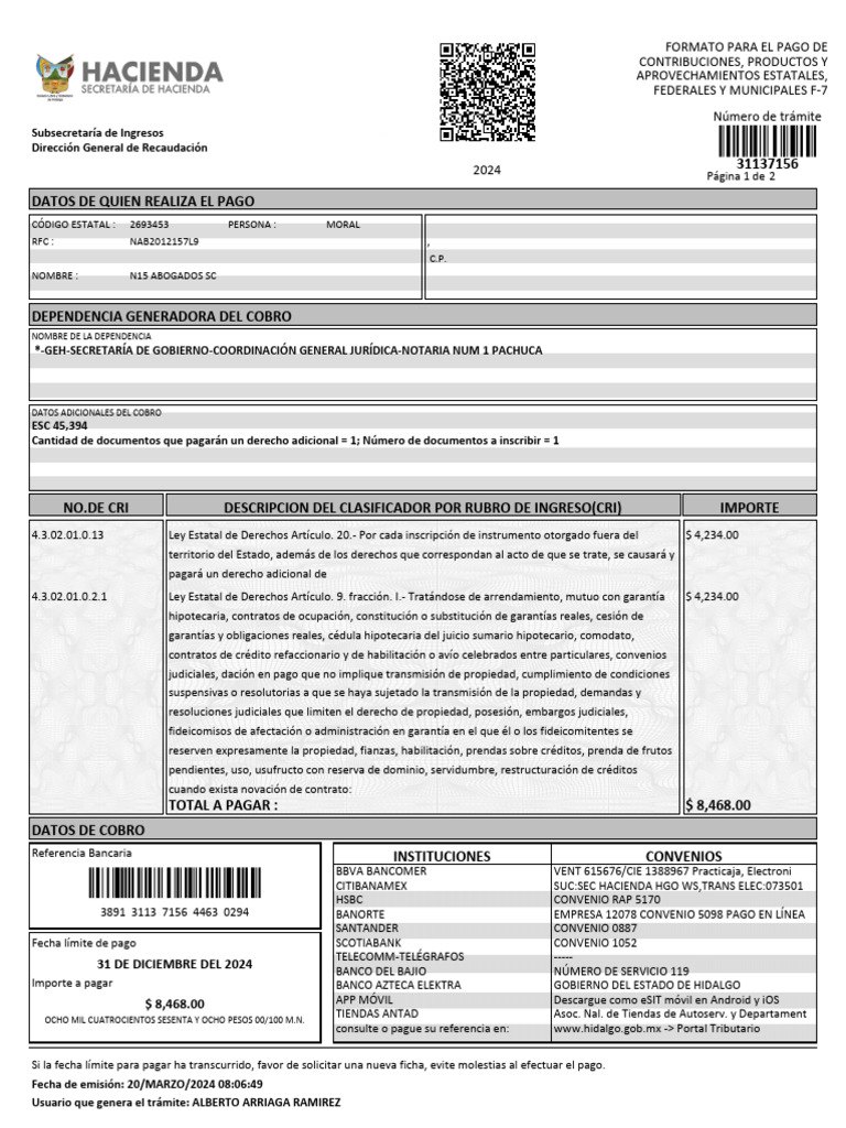 Formato Pago Esc 45394 | PDF | Propiedad | Ley común