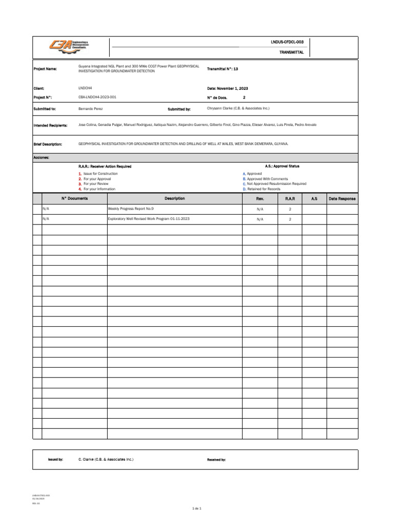 Transmittal No 13 Exploratory Well Progress Report 9 Pdf