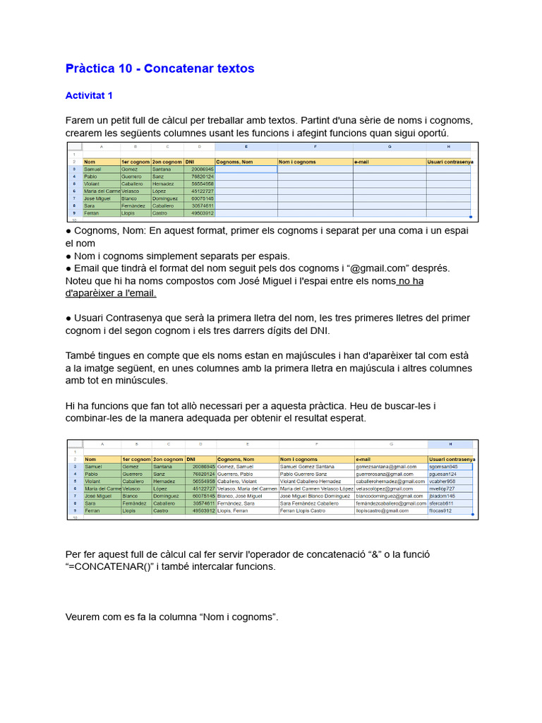 Pràctica 10 - Concatenar Textos | PDF