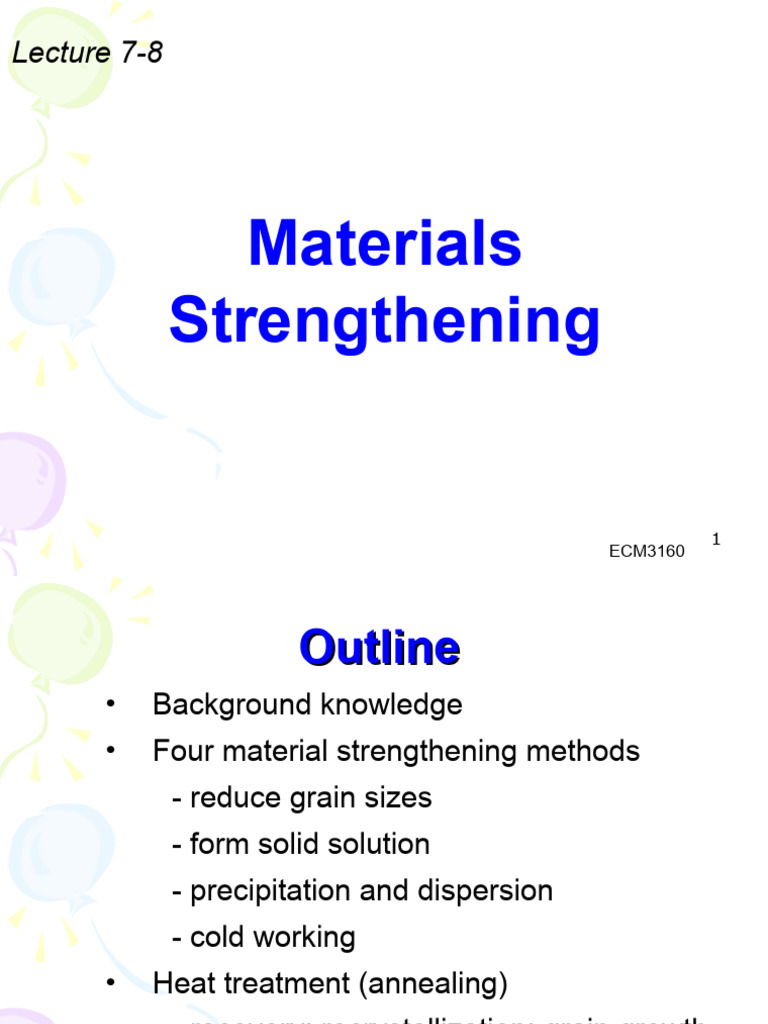 Lecture 7-8 Materials Strengthening | PDF | Yield (Engineering) | Dislocation