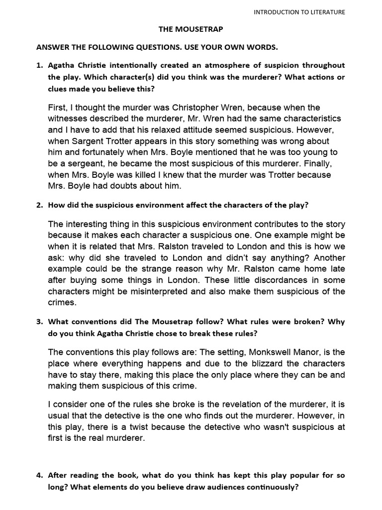 THE MOUSETRAP ANALYSIS | PDF