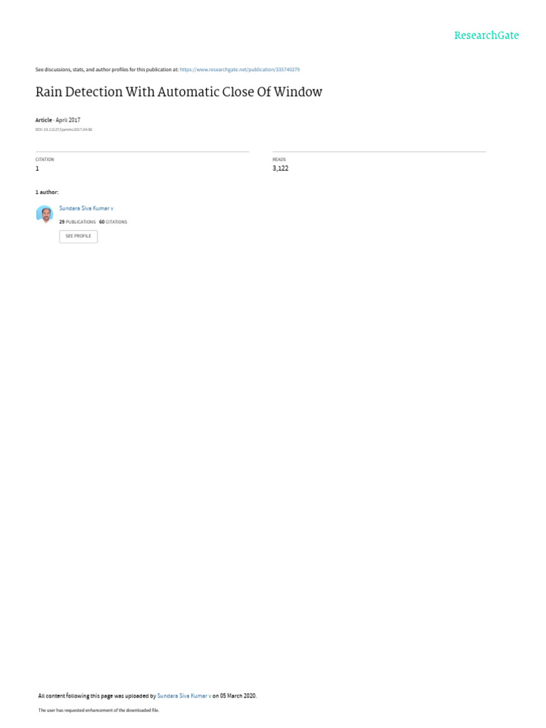 Rain Detection With Automatic Close of Window | PDF | Embedded System | Microcontroller