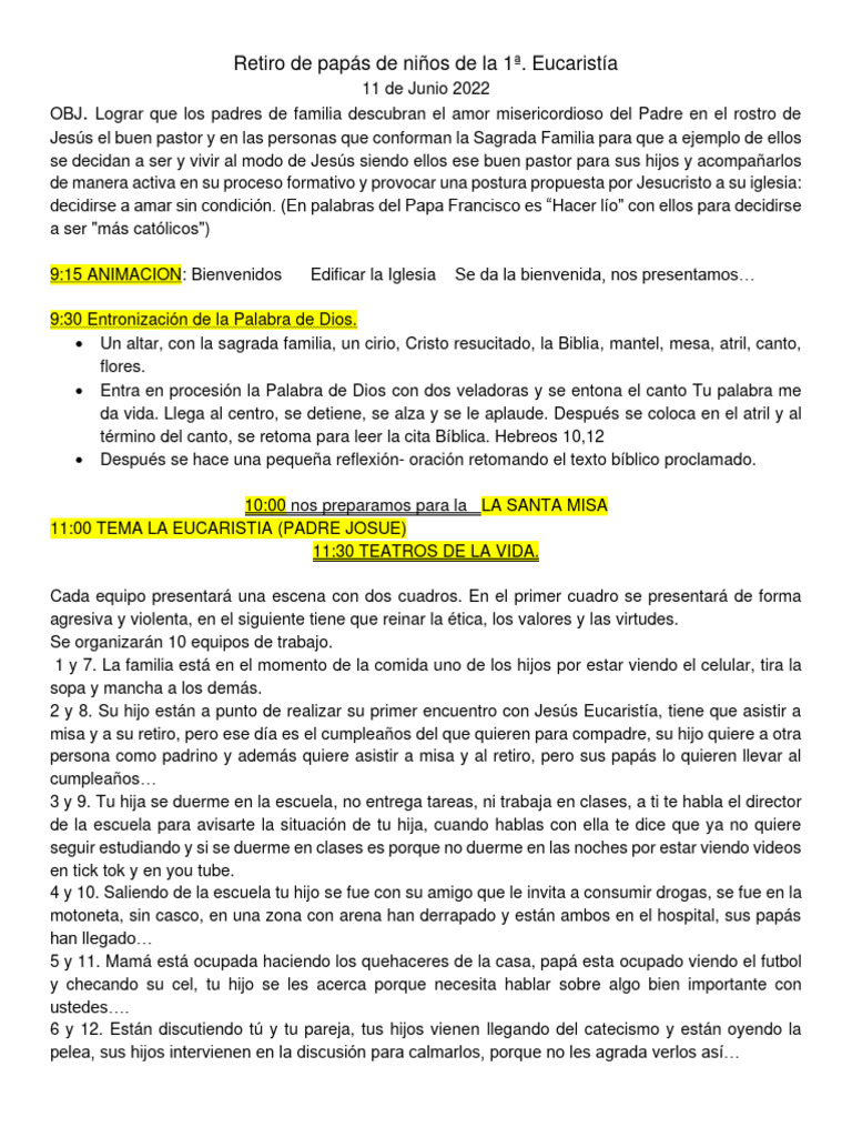 Retiro de Papás de Niños de La 1 | PDF | eucaristía | Padrino