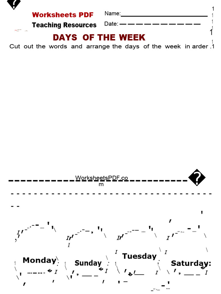 Arrange Days of the Week Worksheet | PDF