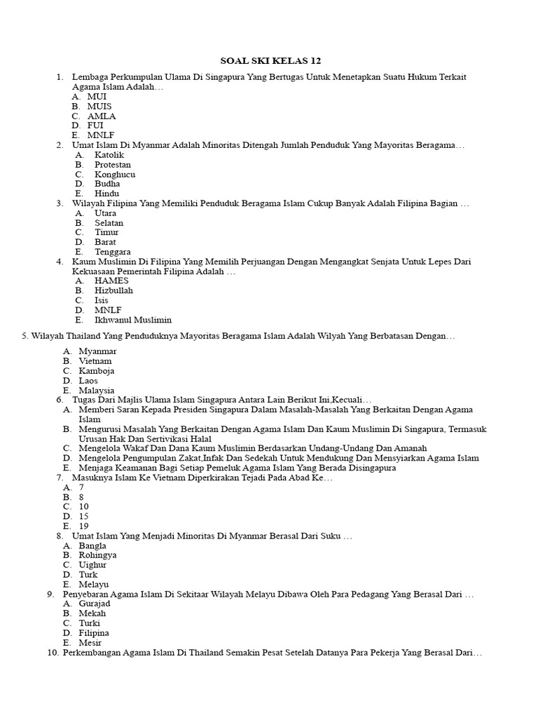 Soal Ski Kelas 12 | PDF
