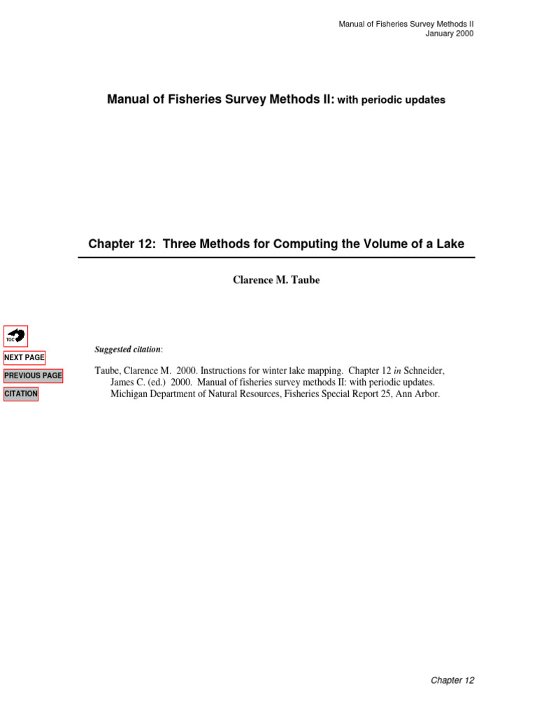 Chapter 12 - Three Methods For Computing The Volume of A Lake | Download Free PDF | Area ...
