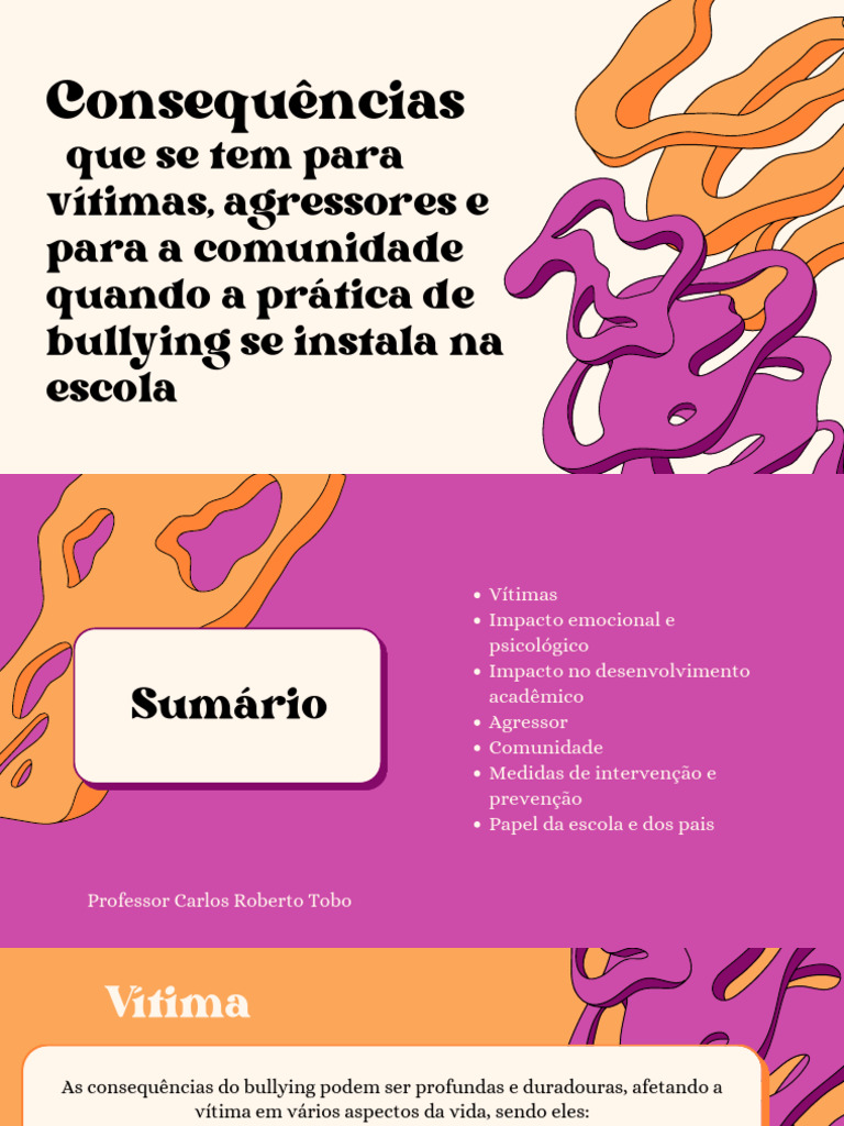 Consequências do Bullying na Escola | PDF | Assédio moral/bullying ...