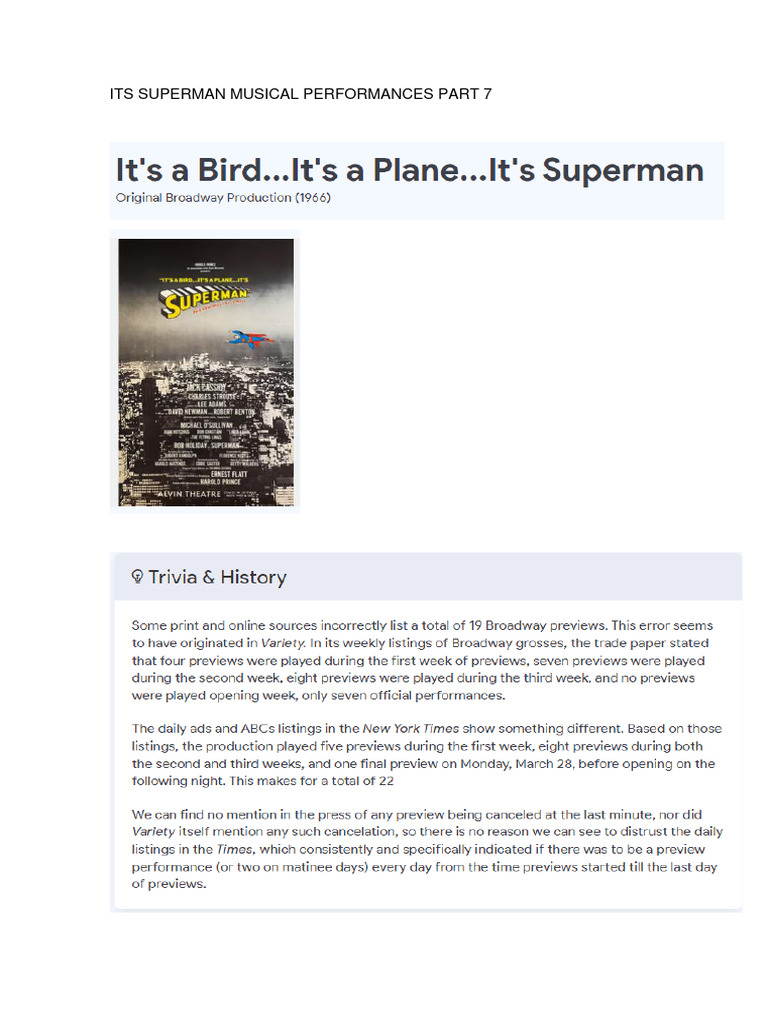 Its Superman Stage Performances Part 7 | PDF | Superman