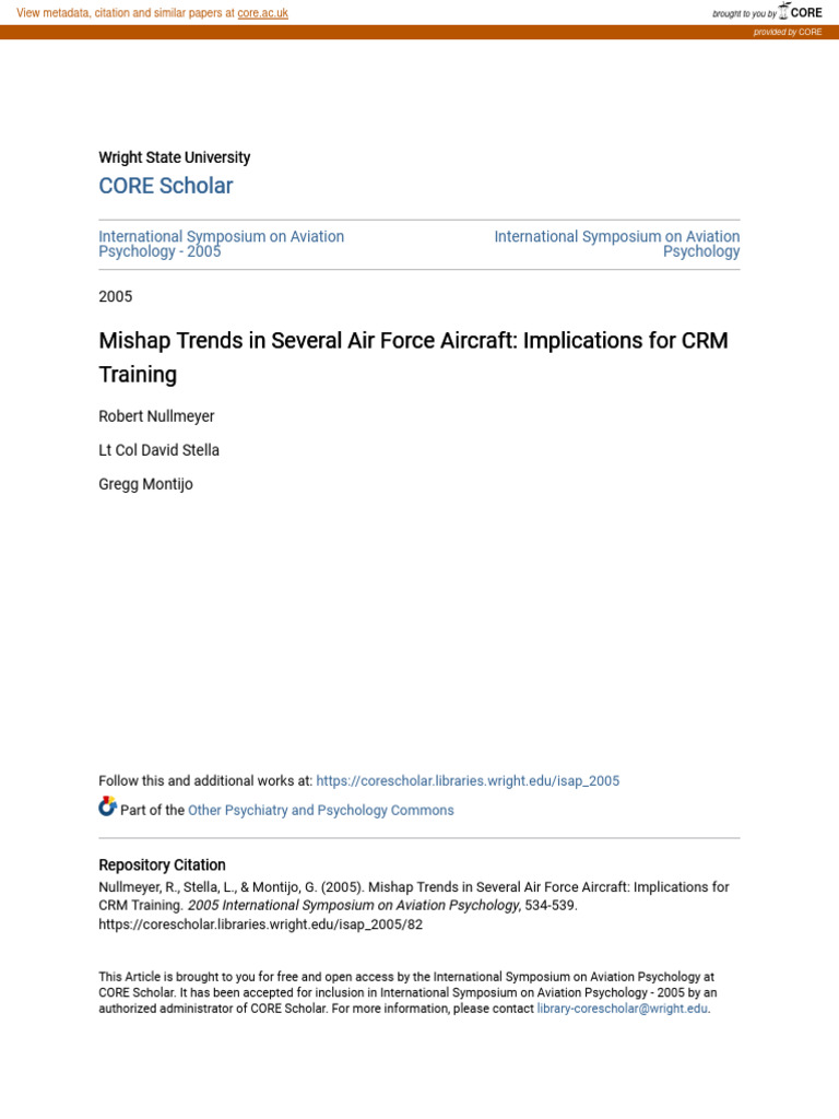 Air Force Mishap Trends for CRM Training | PDF | Aviation