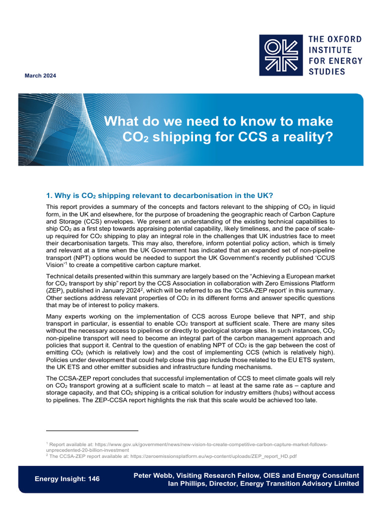 CO2 Ship Transport For CCS | PDF | Carbon Capture And Storage ...
