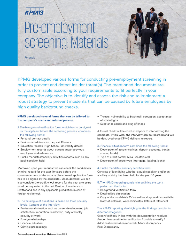 KPMG Pre-Employment Screening Forms | PDF | Background Check | Business