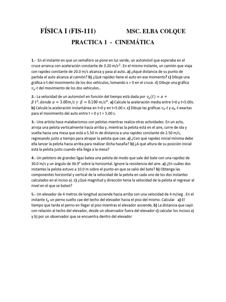 Practica 1 Cinematica | PDF