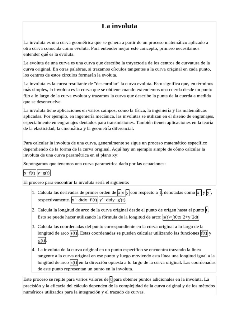 La Involuta | PDF | Engranaje | Curva