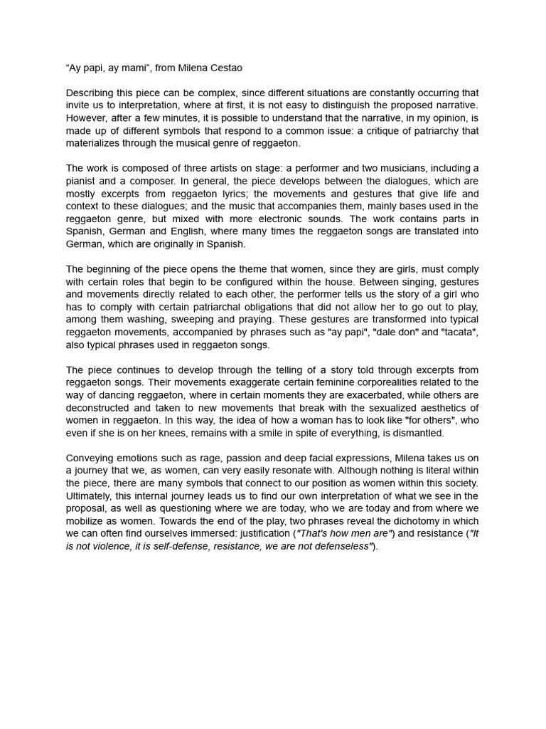 "Ay Papi, Ay Mami", From Milena Cestao | PDF